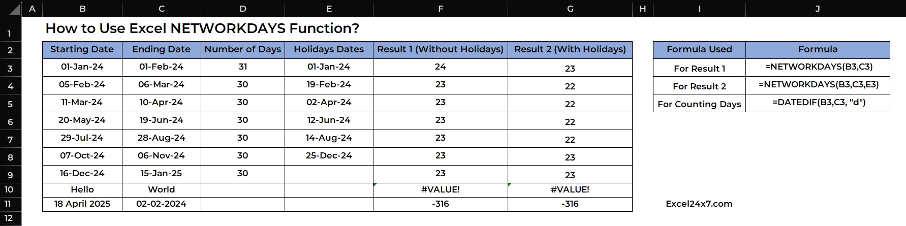 Master Excel's NETWORKDAYS Function: A Complete Guide | Kite Metric